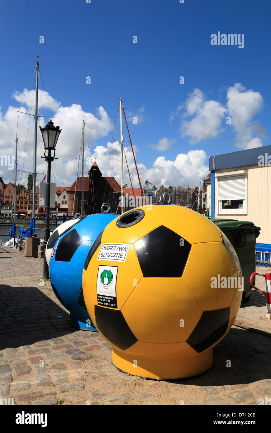 Gdansk, waste container in football-design, Poland Stock Photo - Alamy
