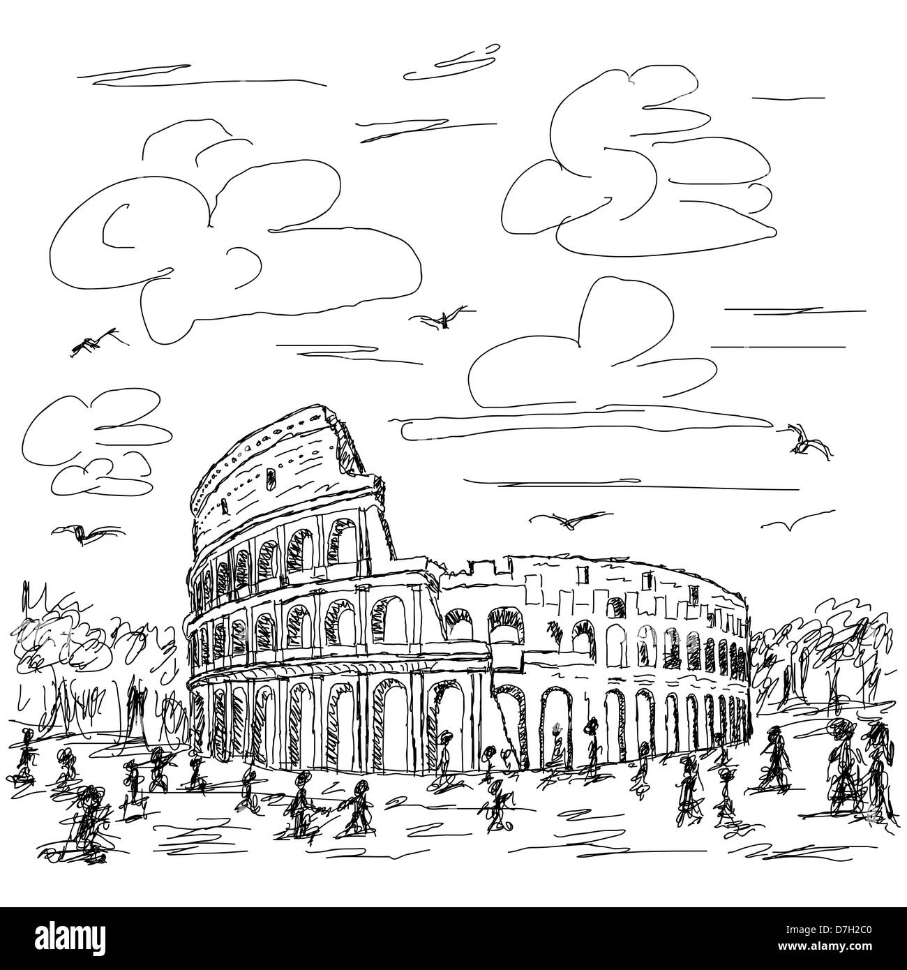 Ancient roman illustration amphitheatre hi-res stock photography and ...