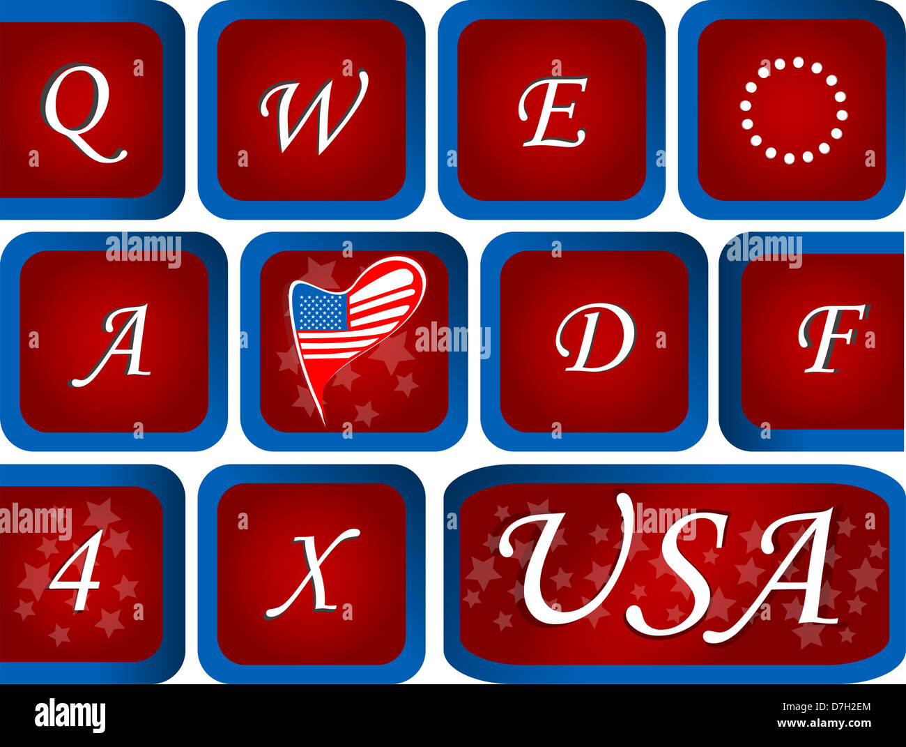 Close-up of Computer keyboard with red USA key Stock Photo - Alamy