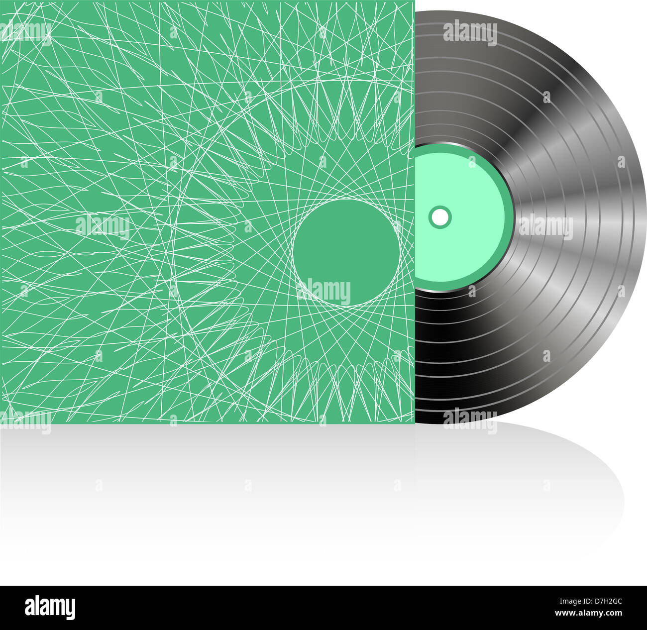 vinyl record disc green with cover isolated Stock Photo - Alamy