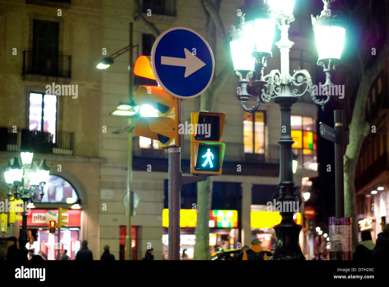Barcelona in the night, street lights Stock Photo - Alamy