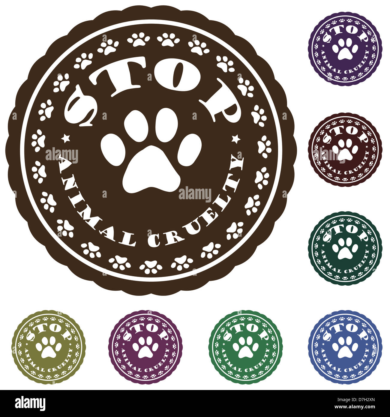 illustration of vintage pet related slogan, label, stamp with paws and ...