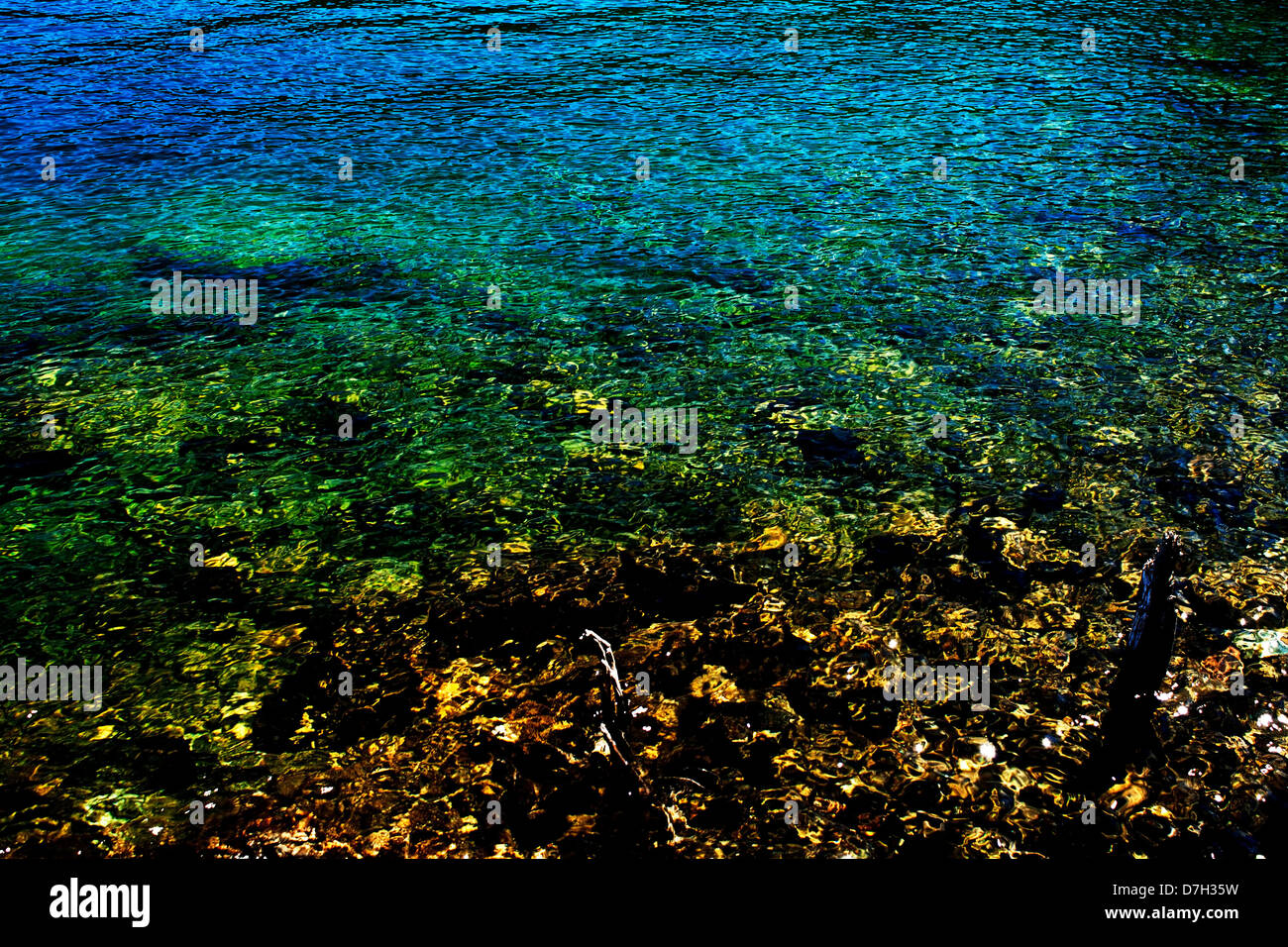 Shiny colour water reflections Stock Photo - Alamy