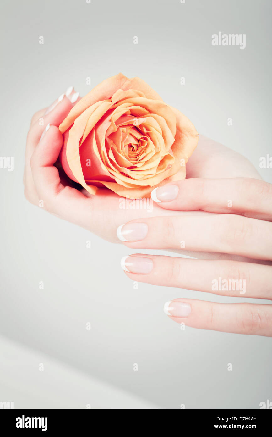 professional manicurist doing a manicure natural look Stock Photo - Alamy