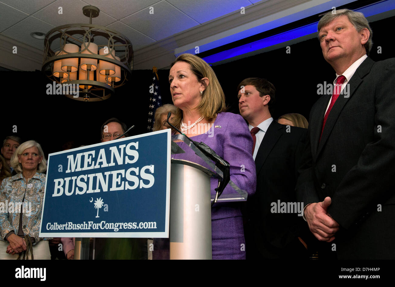 Charleston, South Carolina, USA. 7th May 2013. Flanked by her family ...