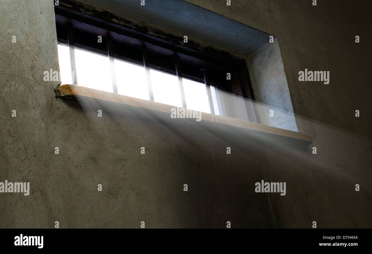 Light is coming through the barred window, hope concept Stock Photo - Alamy