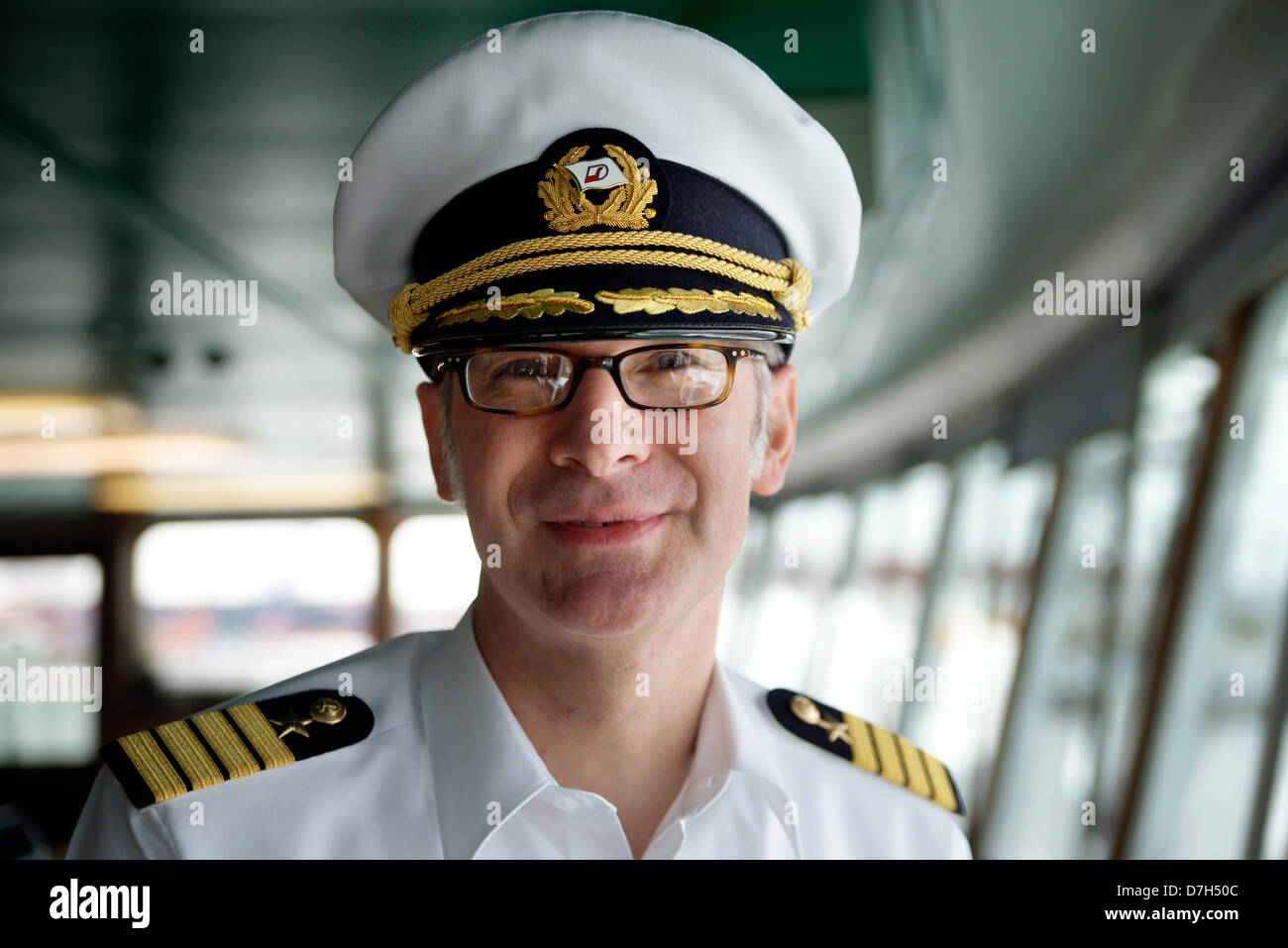 Elmar Muehlebach, captain of the cruise ship 'Deutschland,' stands on ...