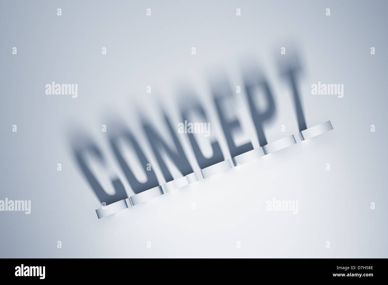 3d render illustration of CONCEPT word viewed from above illuminated ...