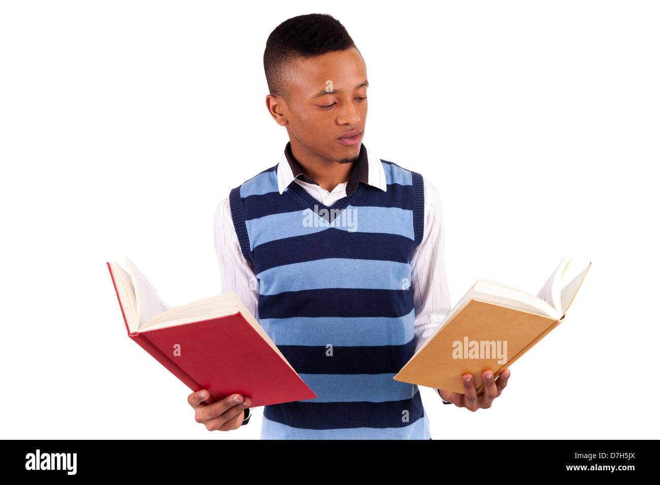 young African American student with a book isolated Stock Photo - Alamy