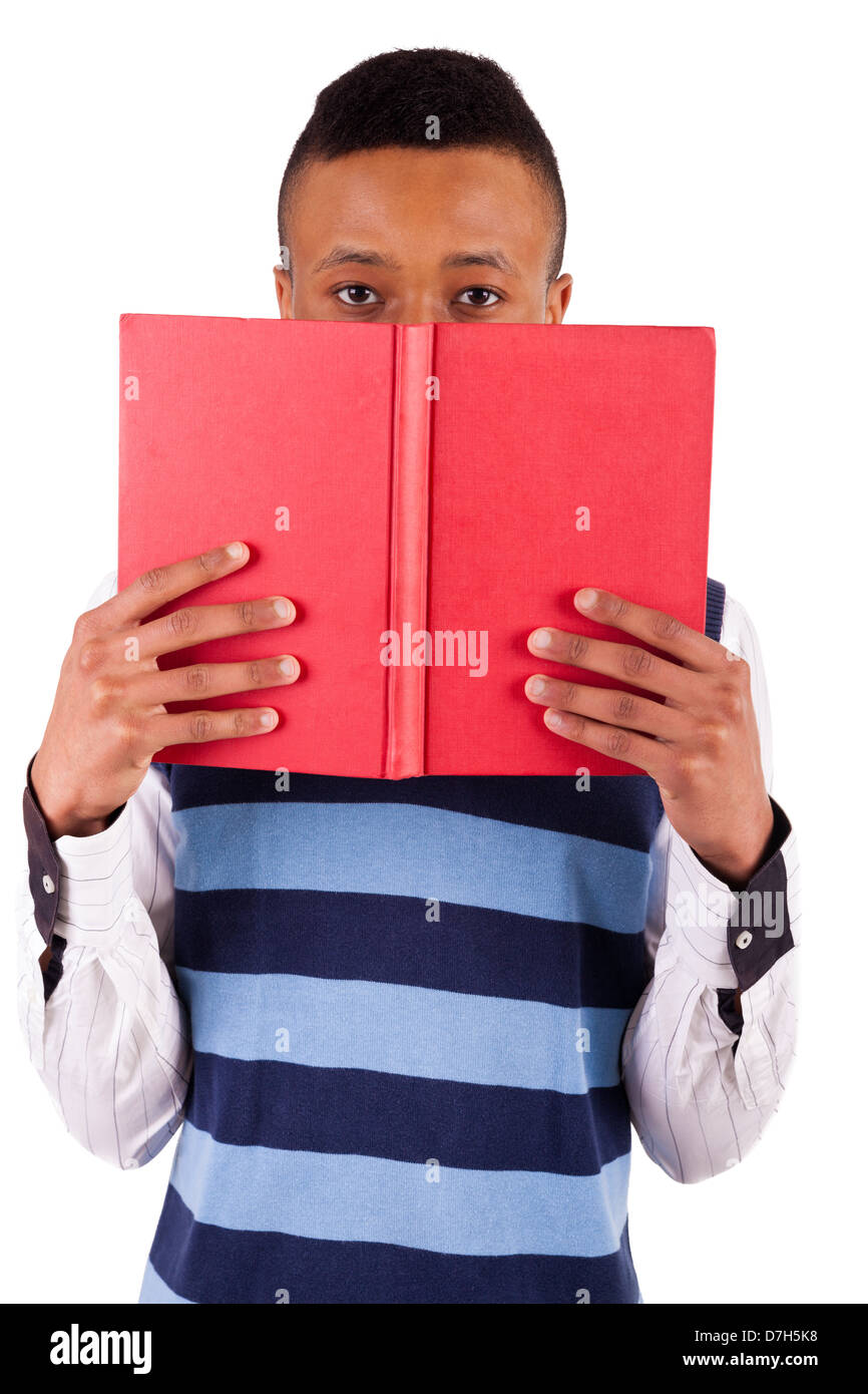young African American student with a book isolated Stock Photo - Alamy