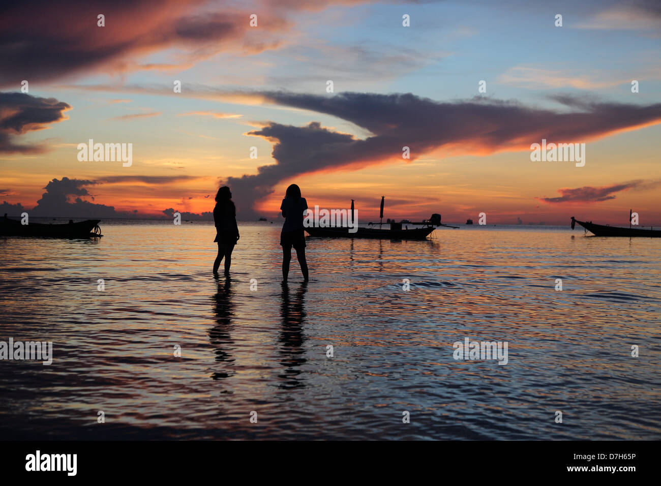 Sunset at Sairee Beach, Koh Tao, Thailand Stock Photo - Alamy