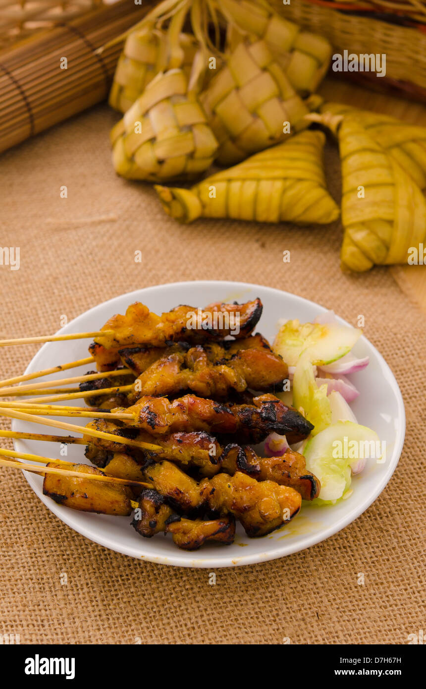 satay , traditional roasted kebab meat skewers Stock Photo - Alamy