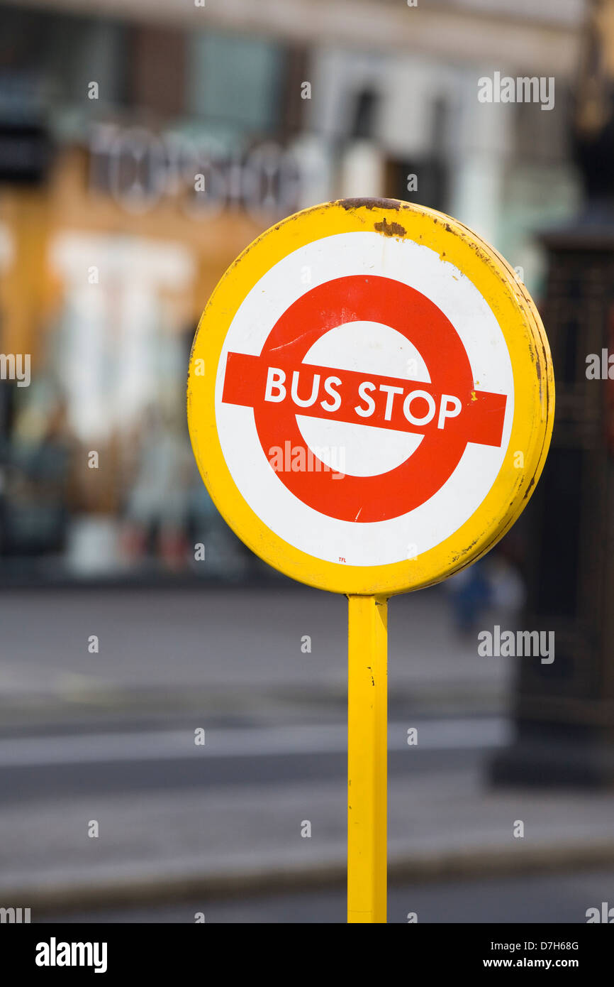Old Fashioned Bus stop sign Stock Photo - Alamy