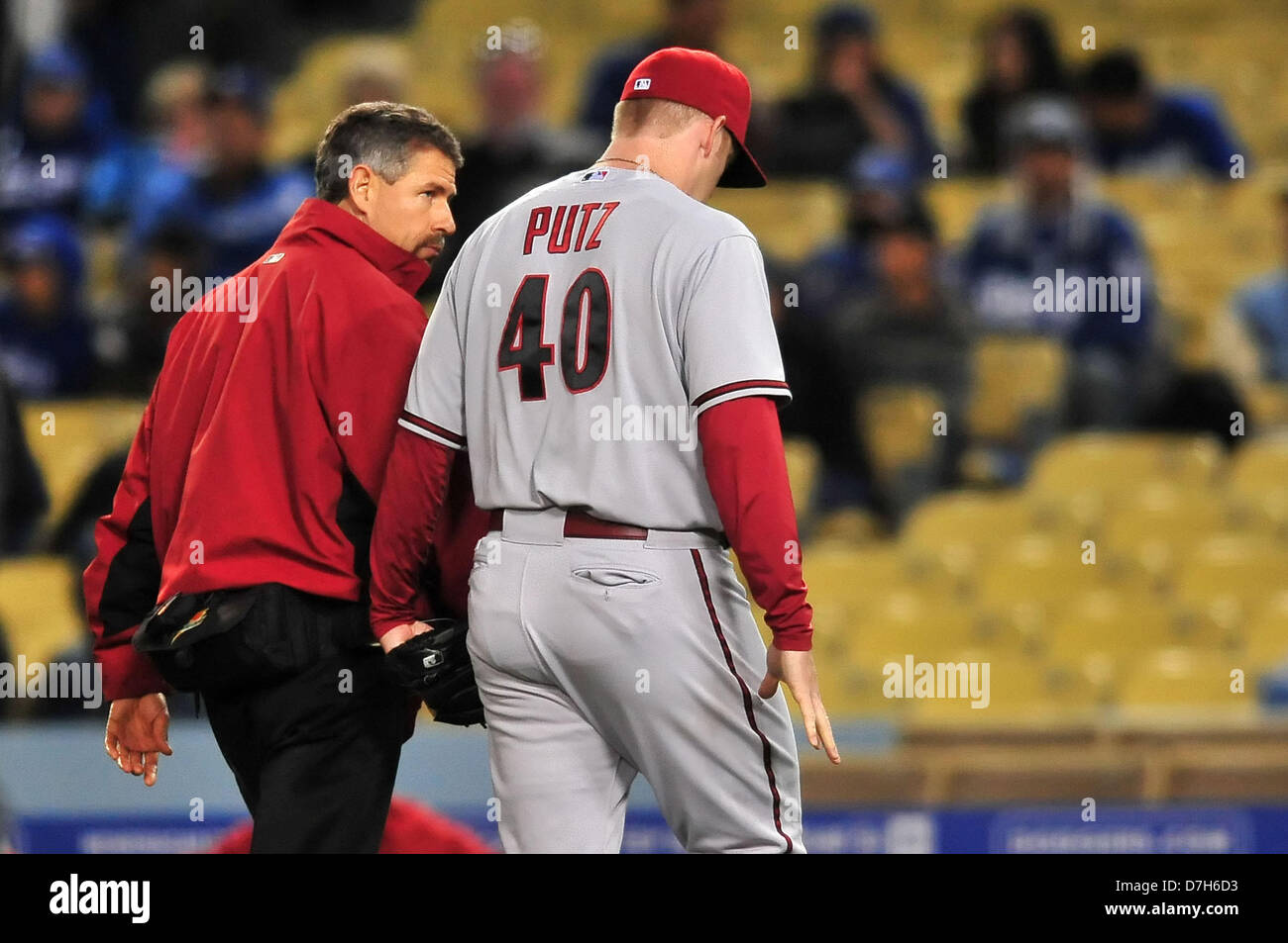 Los Angeles, California, USA. 7th May 2013. Arizona Diamondbacks relief ...