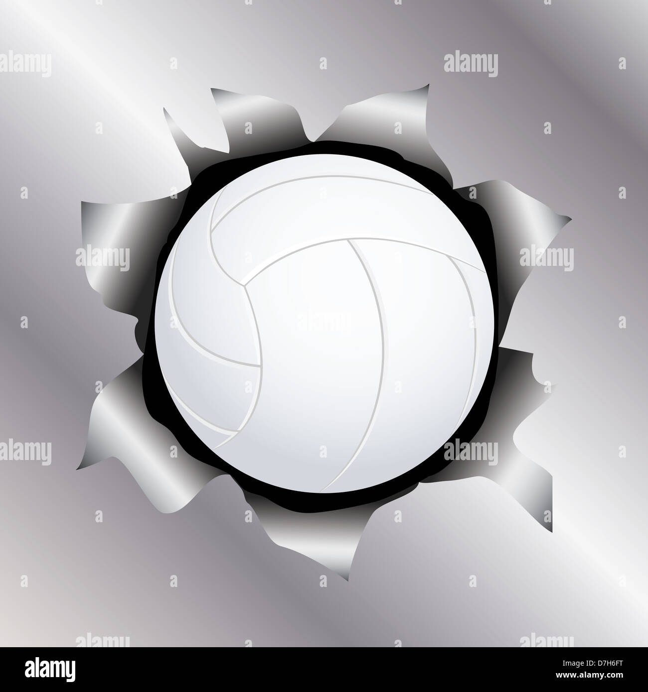 illustration of a soccer ball bursting trough a metal sheet effects ...
