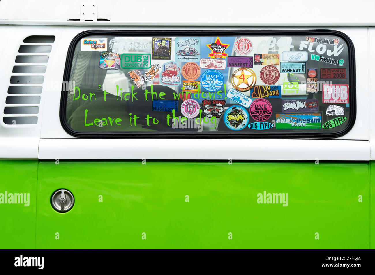 VW Volkswagen camper van window stickers Stock Photo - Alamy