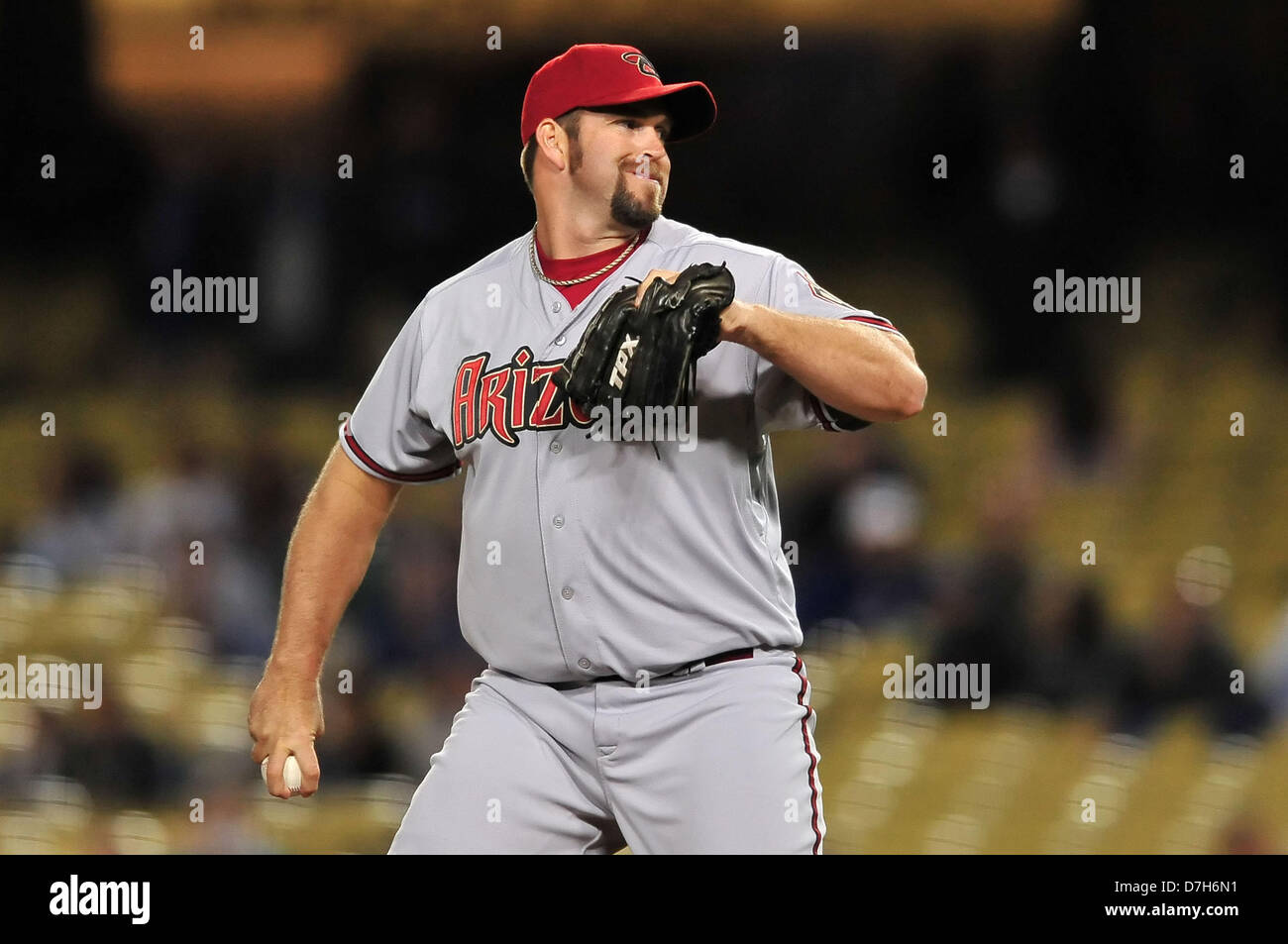 Los Angeles, California, USA. 7th May 2013. Arizona Diamondbacks relief ...