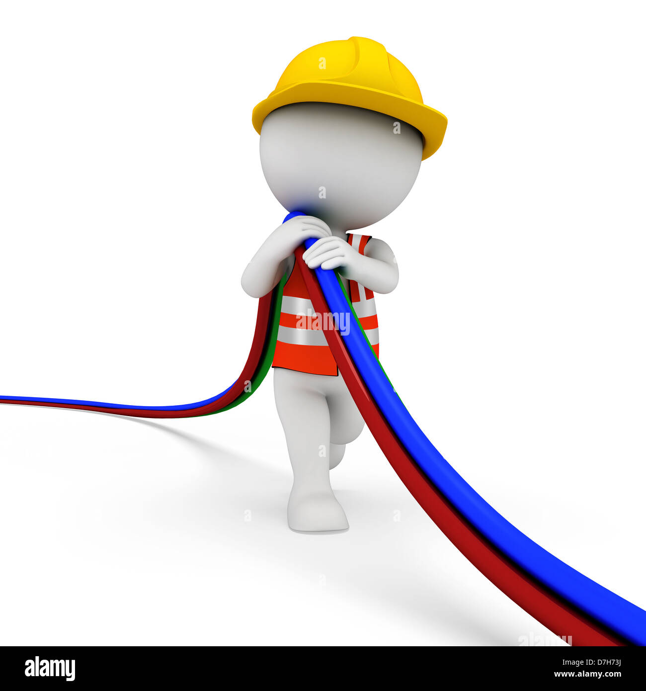 3d white people as road worker Stock Photo - Alamy