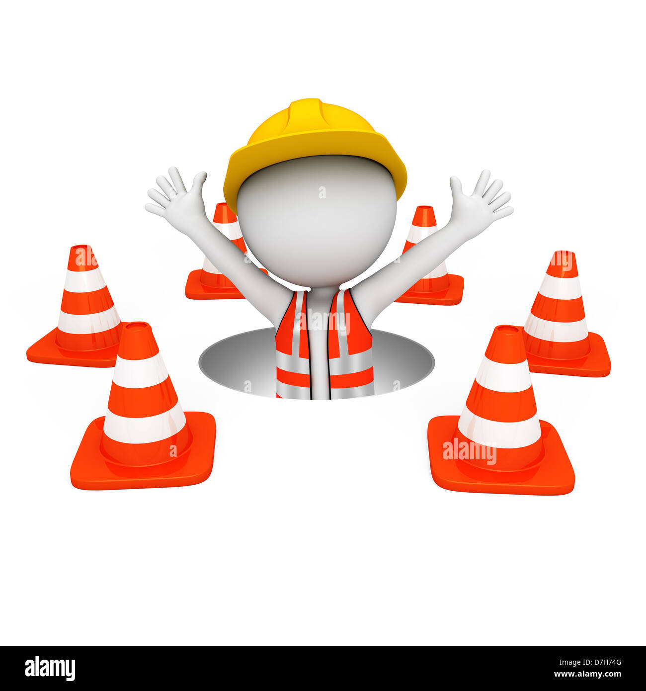 3d white people as road worker Stock Photo - Alamy