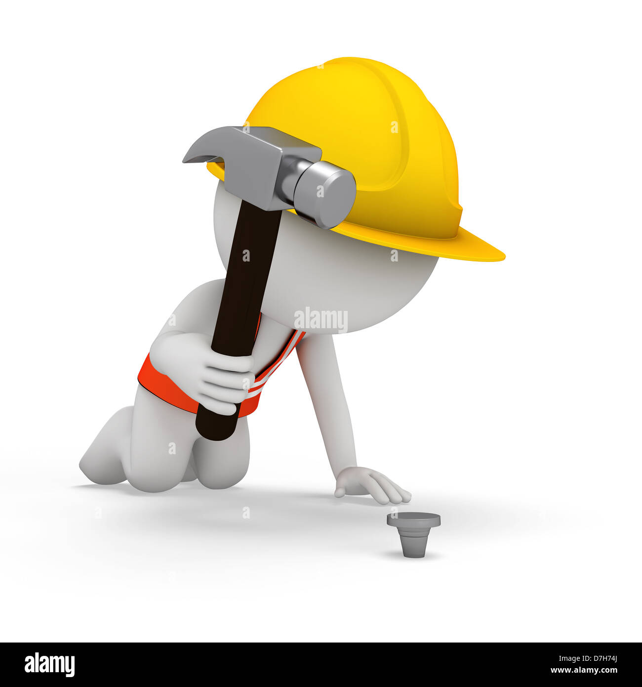 3d white people as road worker Stock Photo - Alamy