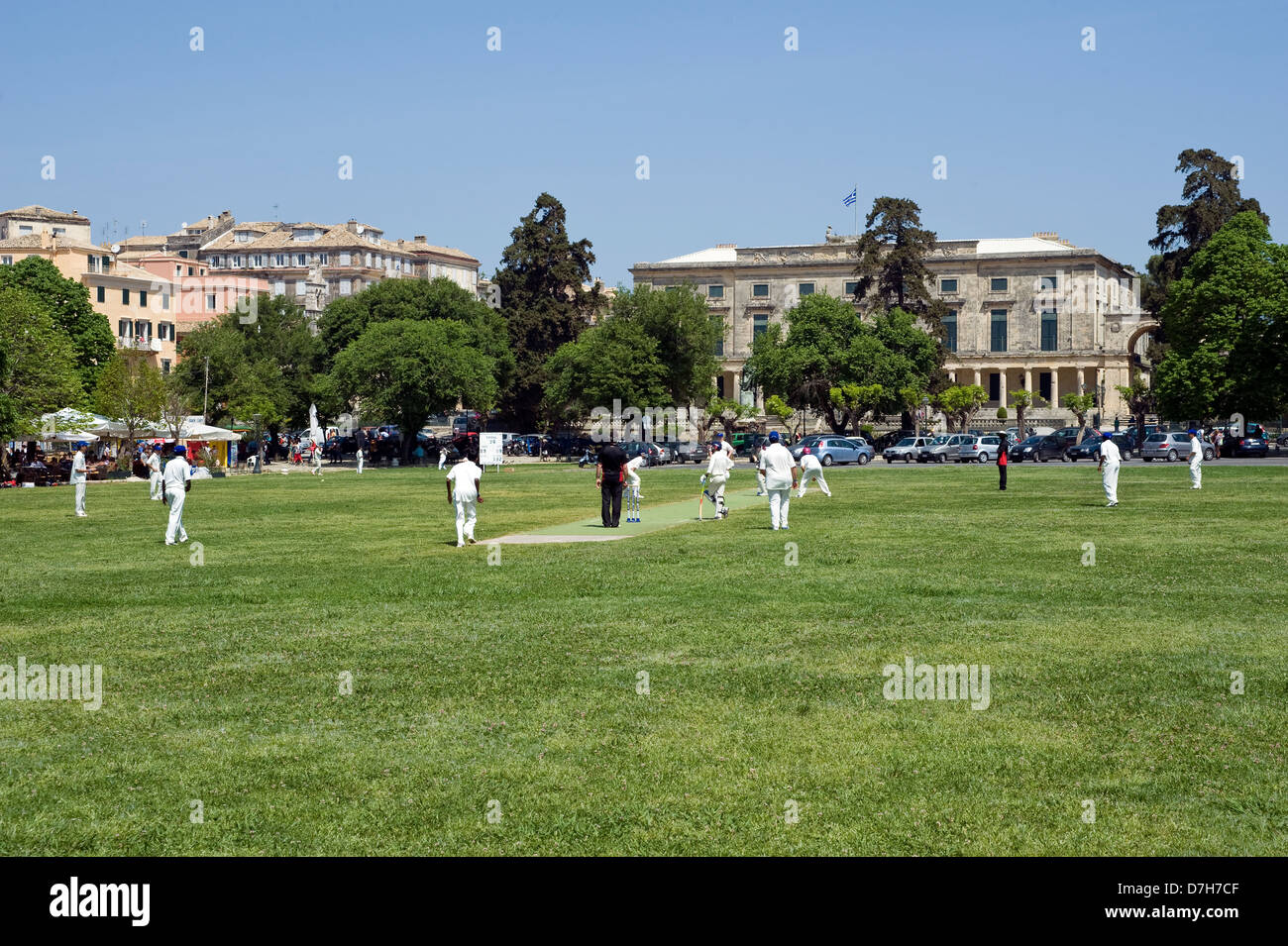 Cricket match in kerkyra, Corfu town Greece Stock Photo - Alamy