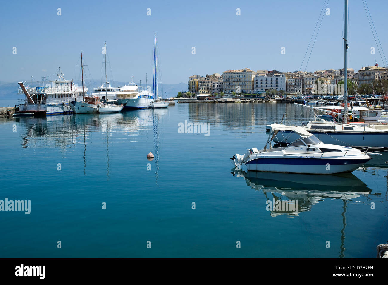 Boats in harbour, Corfu Town, Corfu, Greece Stock Photo - Alamy
