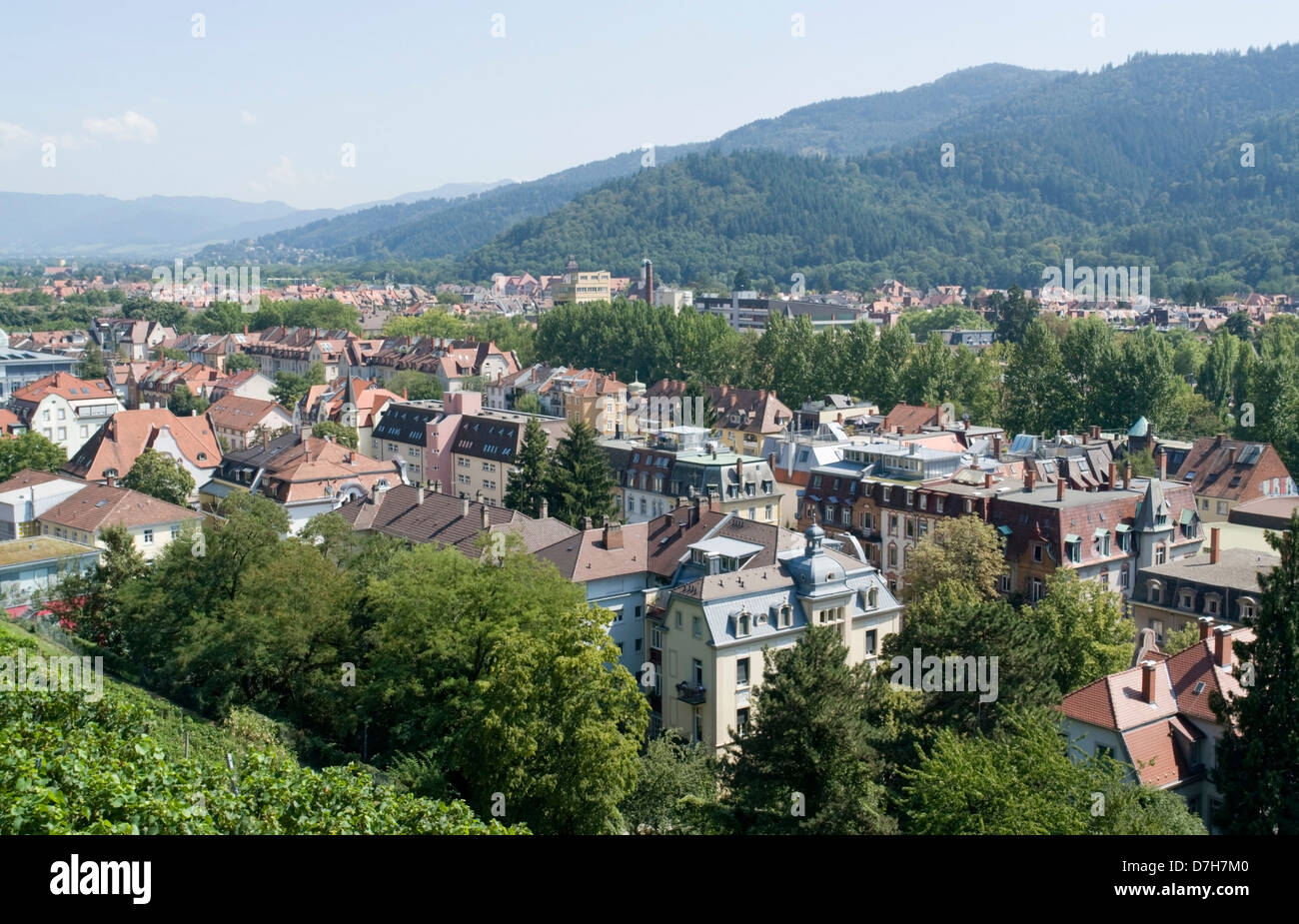 aerial view of Freiburg im Breisgau, a city in Baden-Wuerttemberg ...