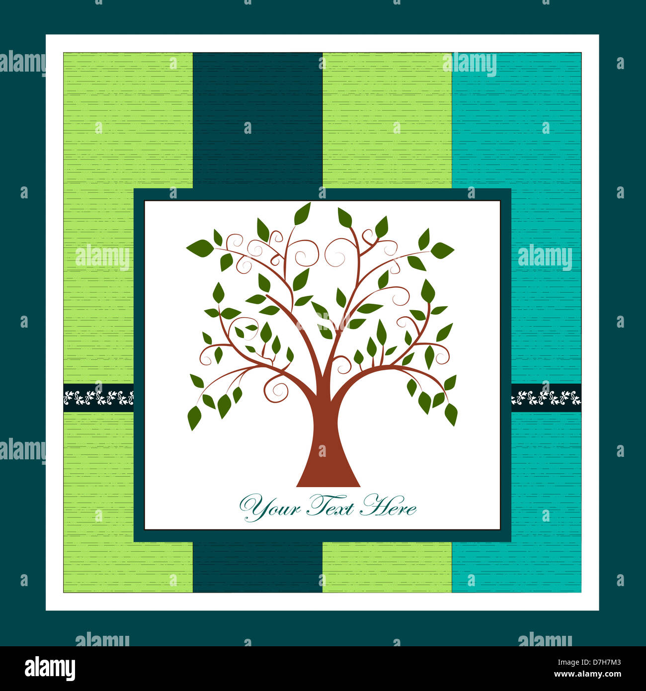 Vector illustration of a card with a tree Stock Photo - Alamy
