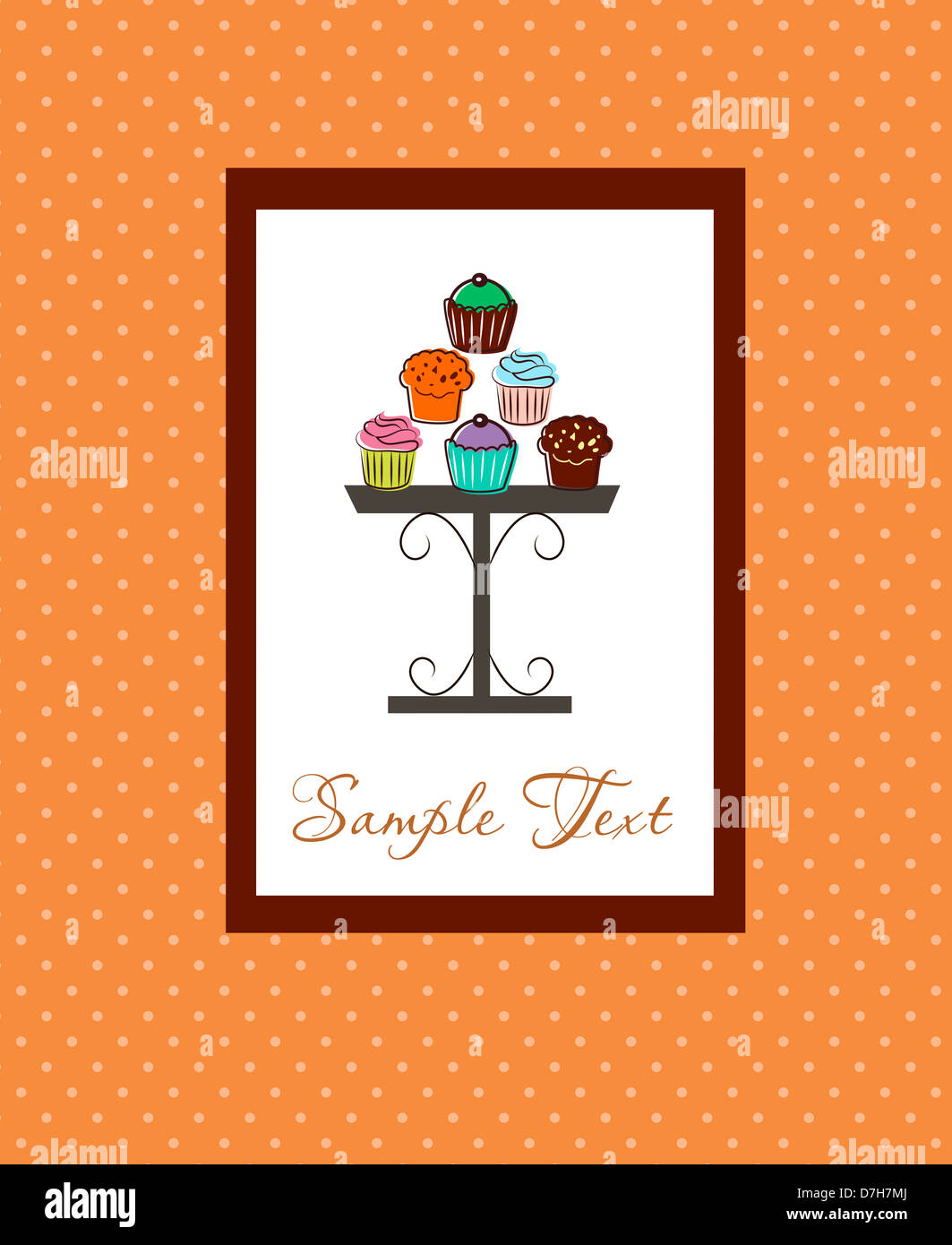 Vector illustration of a card with cupcakes Stock Photo - Alamy