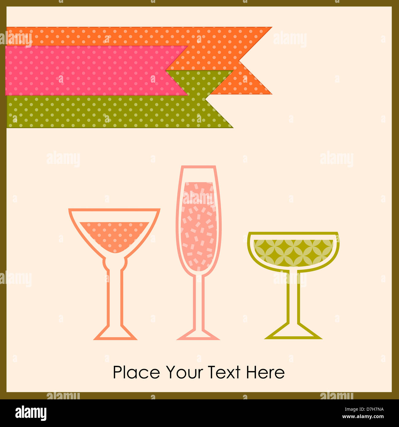 Vector illustration of a card with a glasses of wine Stock Photo - Alamy