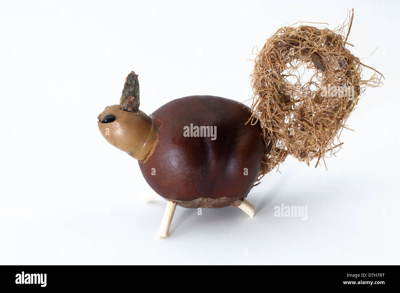 Animal figure Red Squirrel made of chestnut an acorn Studio picture ...