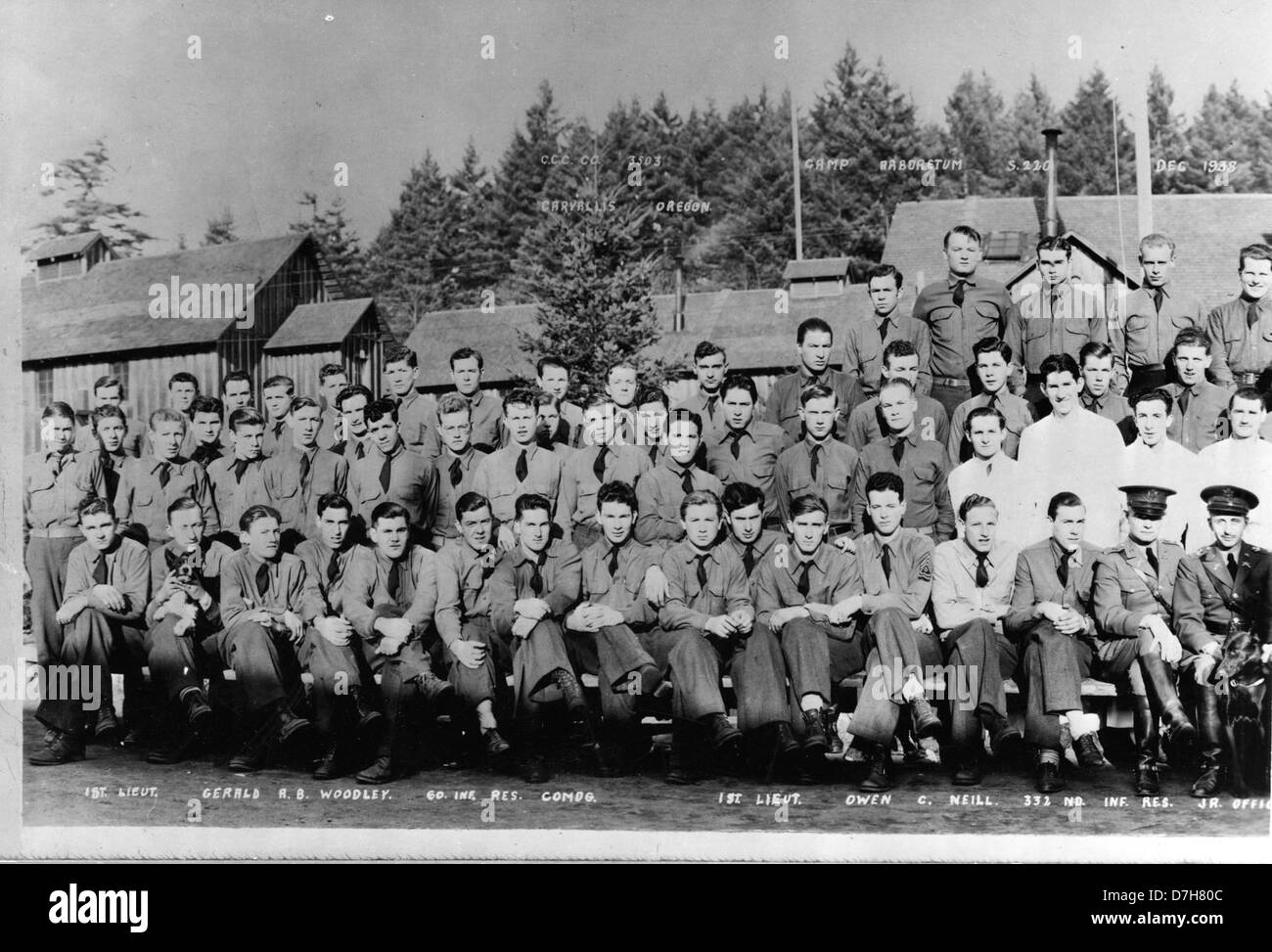 This historical photograph shows officers and men of the Civilian ...