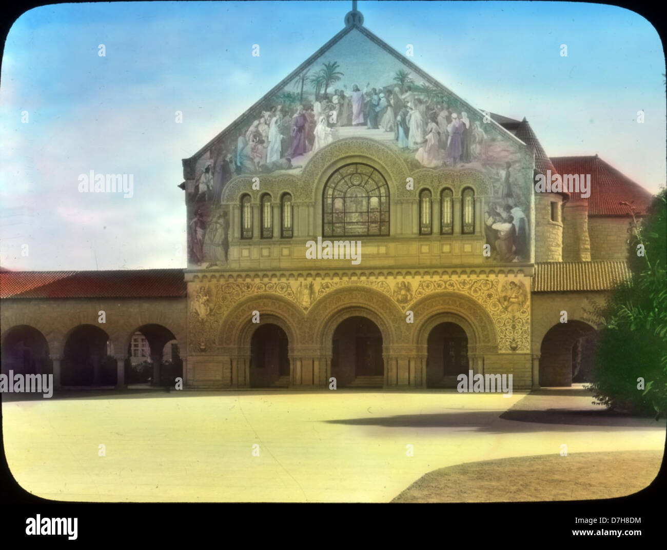 A historical photograph of a building at Stanford University in Palo ...