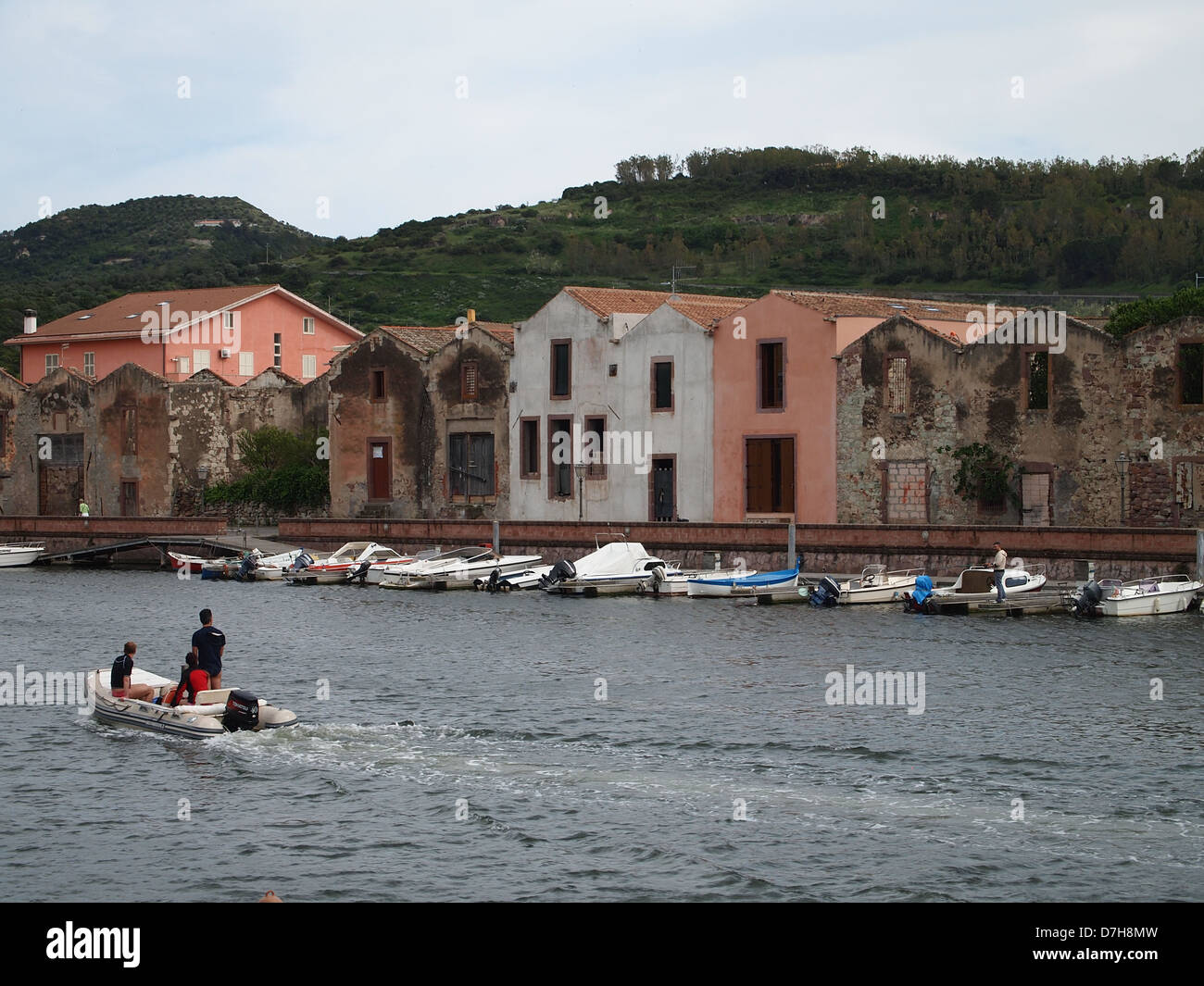 A boat on Temo river in Bosa on Sardinia island Stock Photo - Alamy