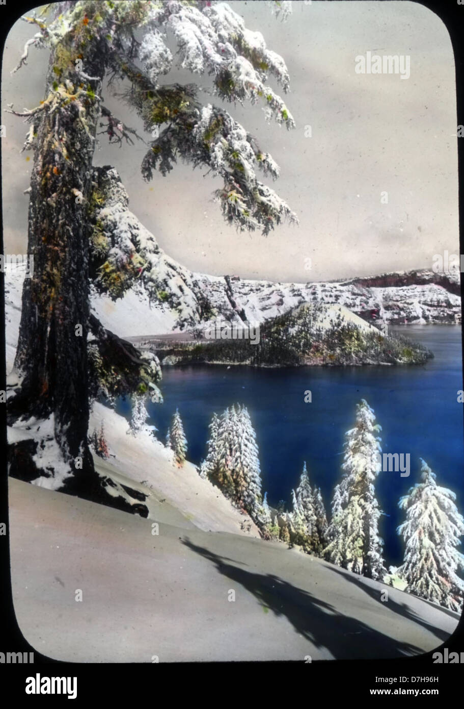 This winter scene of Crater Lake showcases the serene beauty of the ...