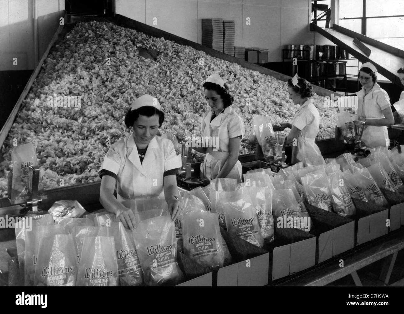 A historical photograph from the 1940s showing women working at the ...