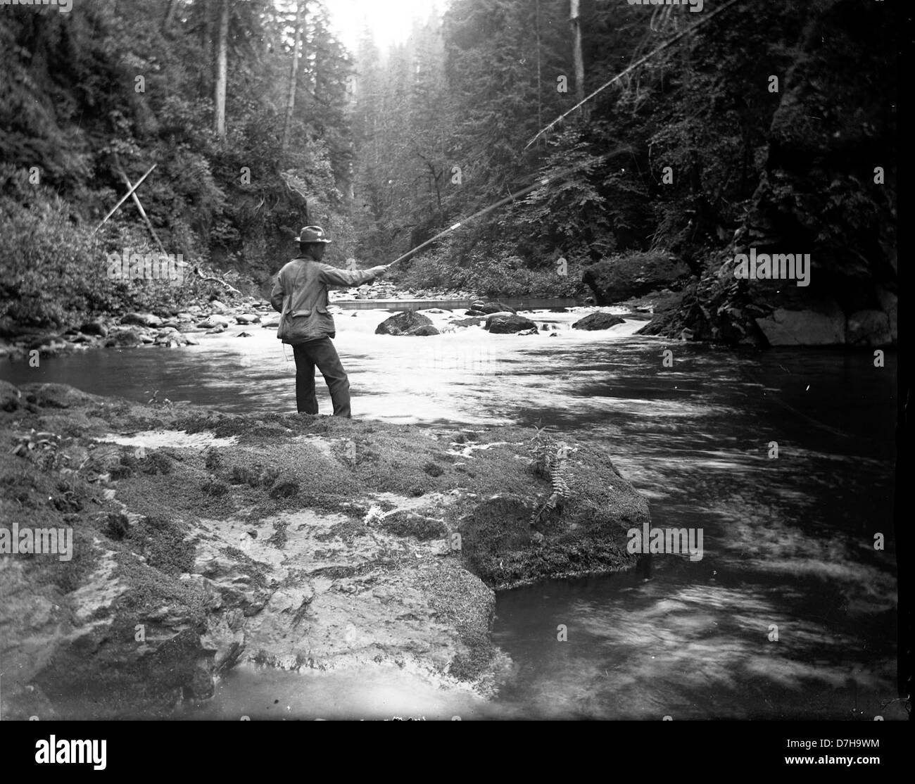 Man fishing in a stream Stock Photo - Alamy