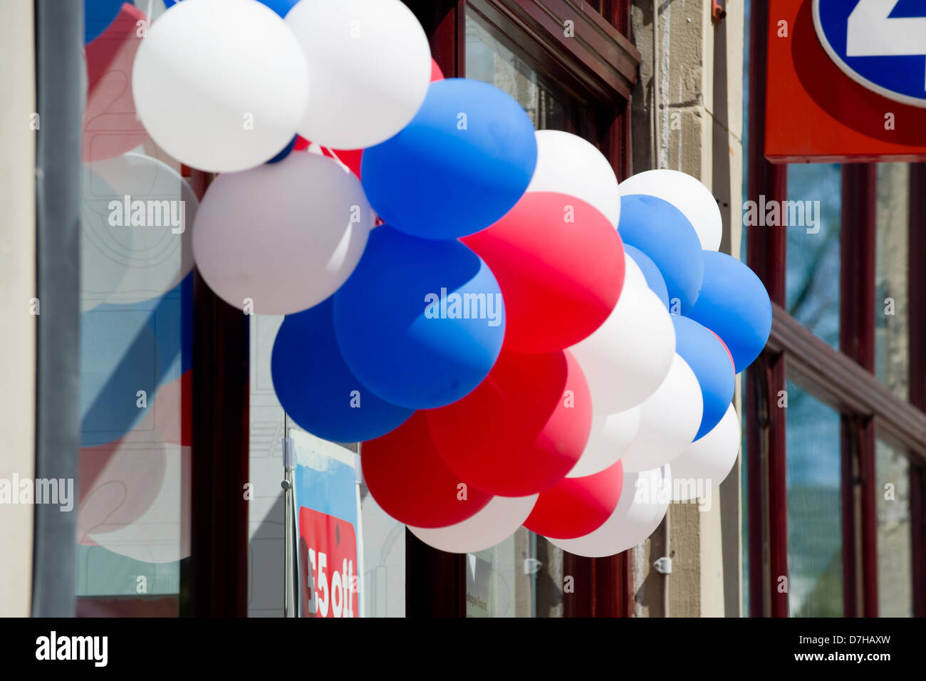 Balloons outside a high street store for an in-store promotion Stock ...