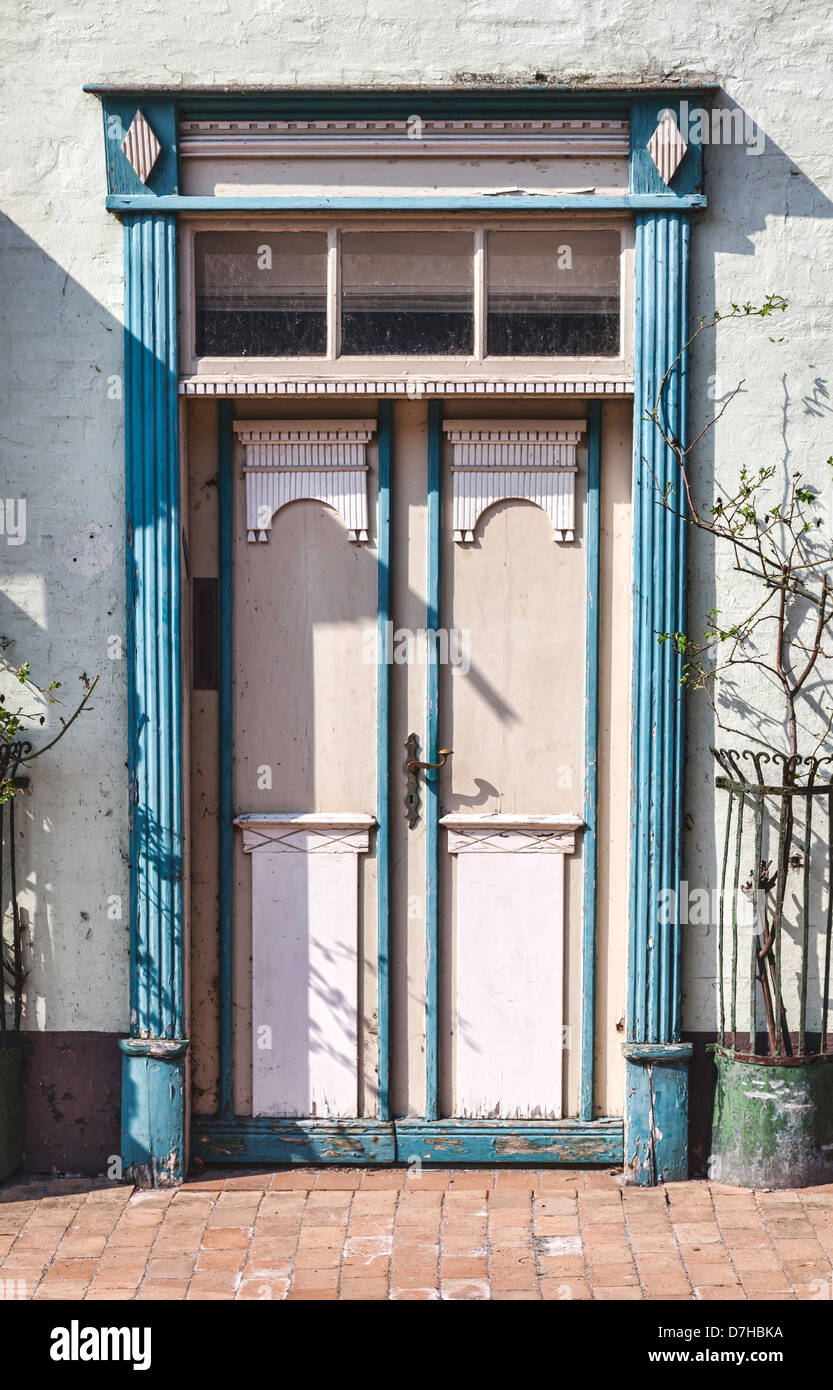 Old fringed door in the medieval city of Tonder, Denmark Stock Photo ...