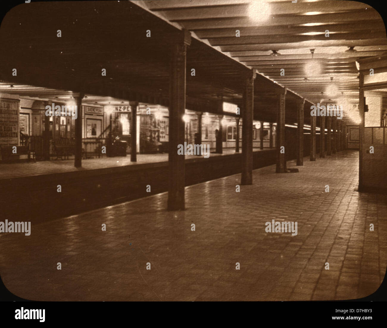 This historical image shows a view of Buenos Aires' electric subway ...