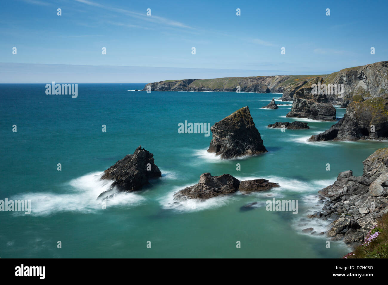 Bedruthan steps Cornwall in spring Stock Photo - Alamy