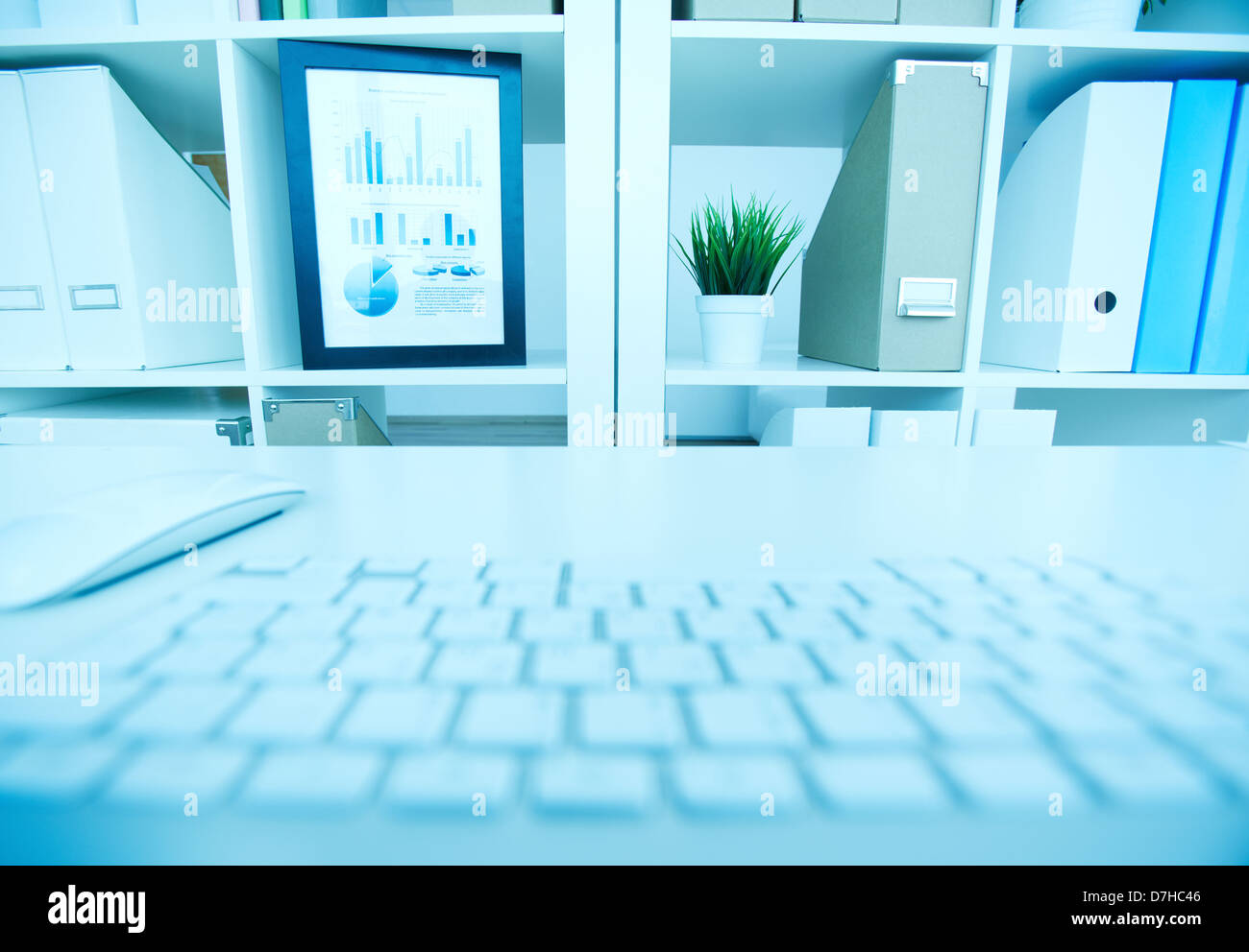 Image of an office workplace with different objects Stock Photo - Alamy