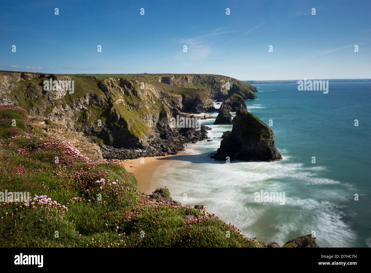 Bedruthan steps Cornwall in spring Stock Photo - Alamy