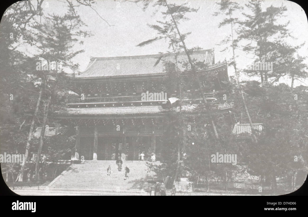 This image from the OSU Archives showcases a temple gate in Japan, a ...
