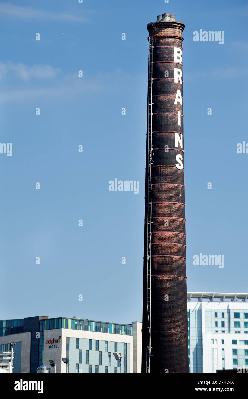 The Brains brewery chimney in Cardiff, UK Stock Photo - Alamy