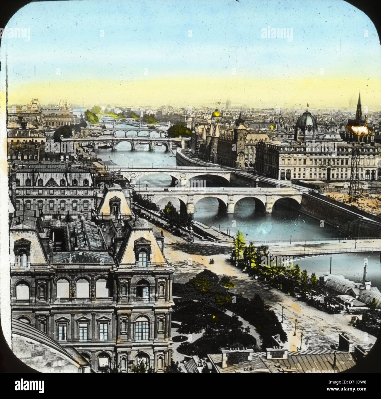 This panoramic view of Paris, France, showcases the city’s iconic ...