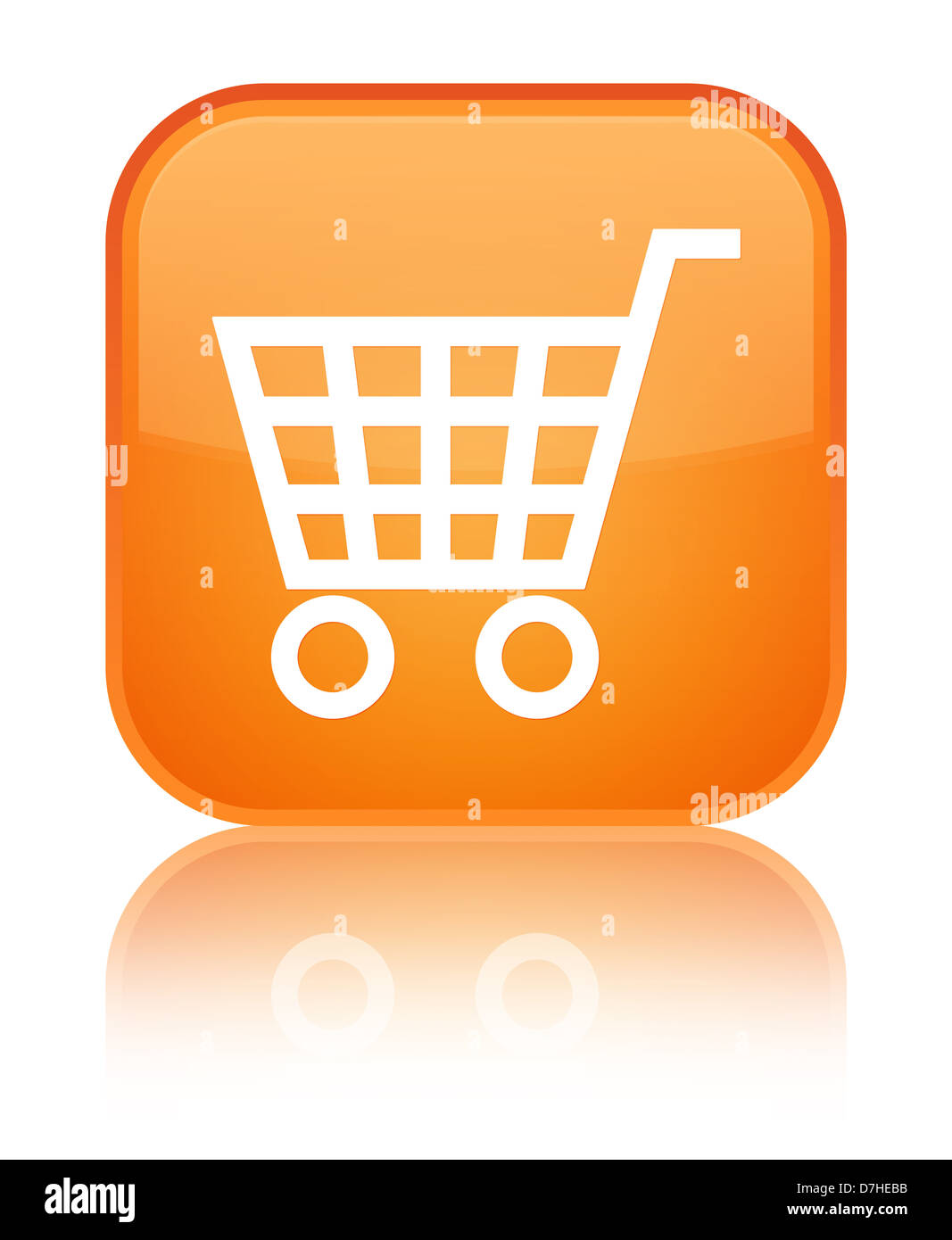 Ecommerce icon orange square button Stock Photo - Alamy