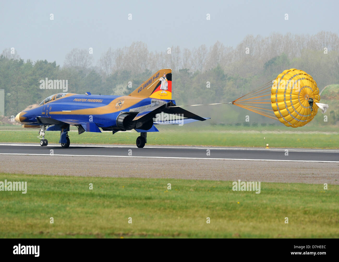A fighter aircraft Phantom F4F has landed at the airbase of the fighter ...