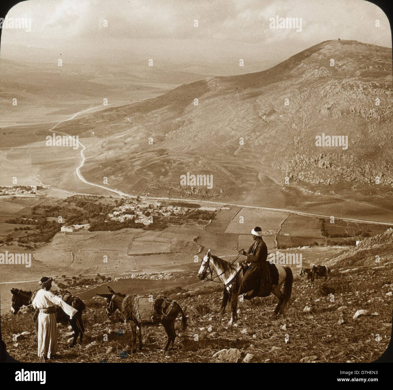 This image depicts Mount Gerizim from Mount Ebal, located in the Holy ...