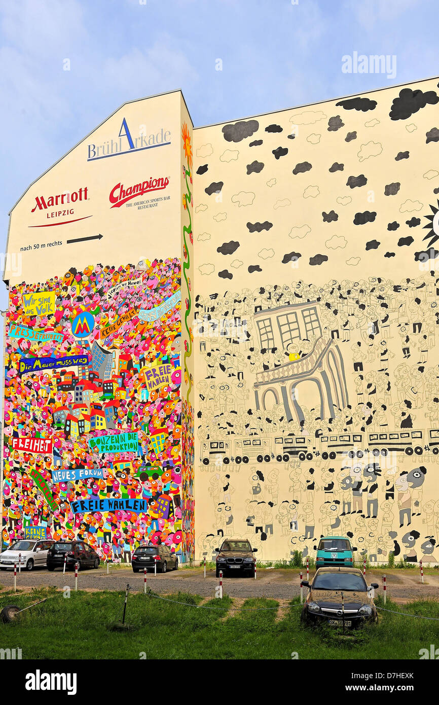 Facade painting at a house in Leipzig Stock Photo - Alamy